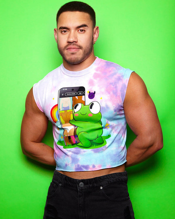 Hoppy the dating app addict on cotton candy tie-dye tshirt / crop top ...